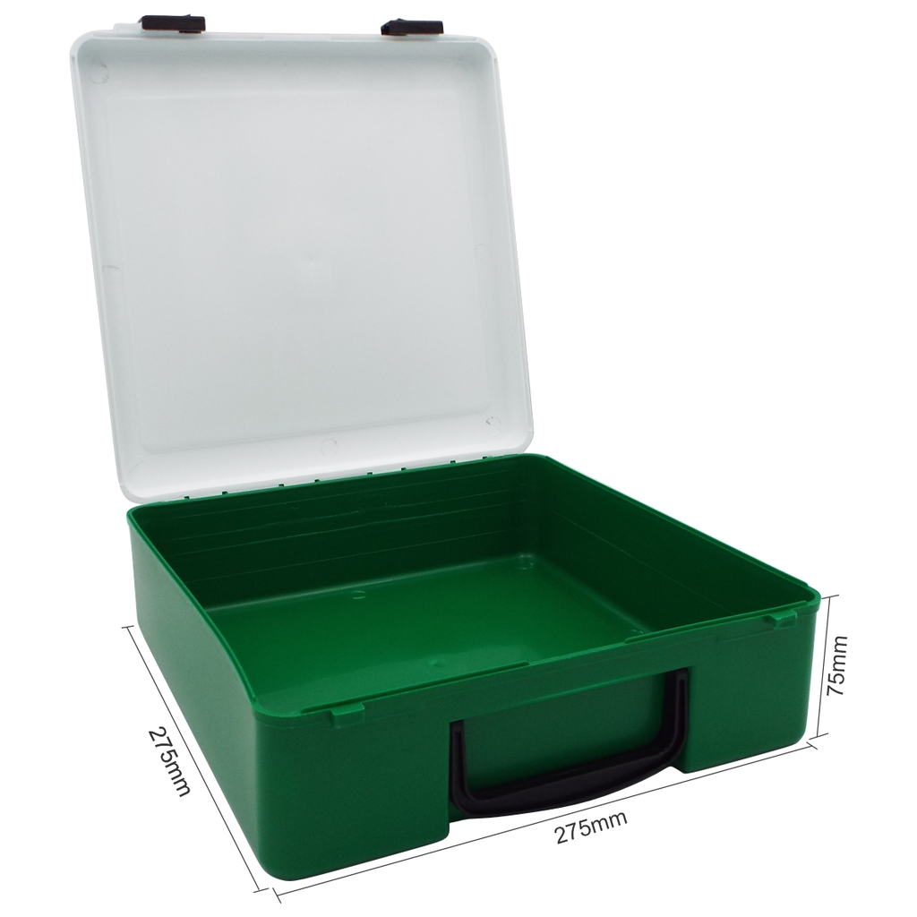 Green and White plastic suitcase first aid kit box.