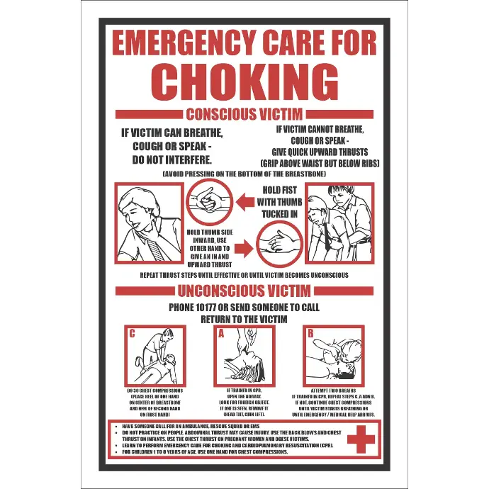 FA10 - Emergency Care For Choking Sign | Safety Signs & Equipment