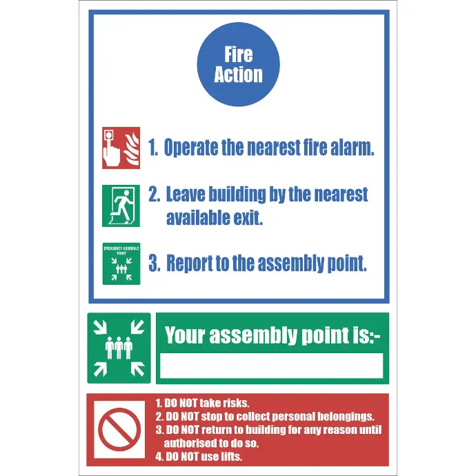FR26 - Fire Action Safety Sign IV | Safety Signs & Equipment