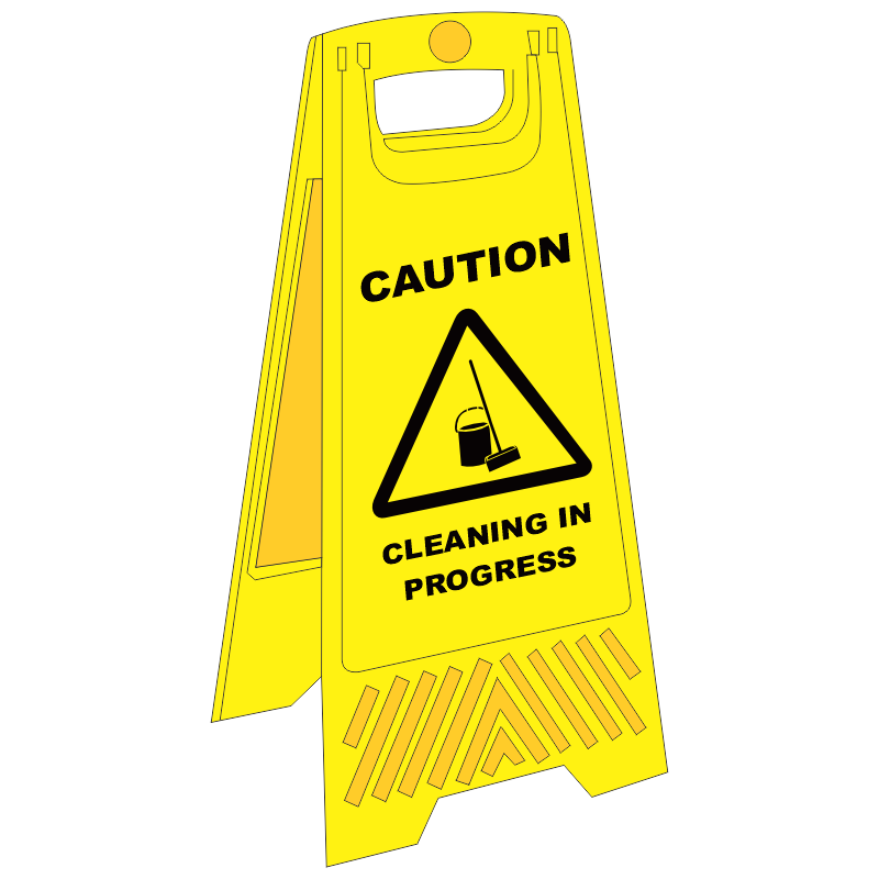 FS2 - Cleaning in progress a-frame floor stand - yellow | Safety Signs ...