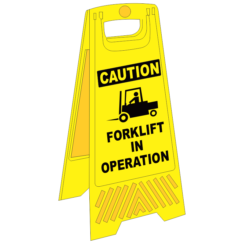 FS6 - Forklift in operation a-frame floor stand - yellow | Safety Signs ...