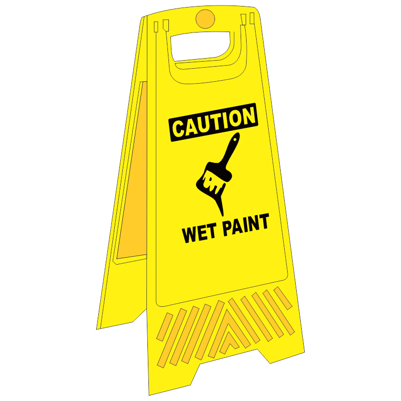 FS13 - Wet paint a-frame floor stand - yellow | Safety Signs & Equipment