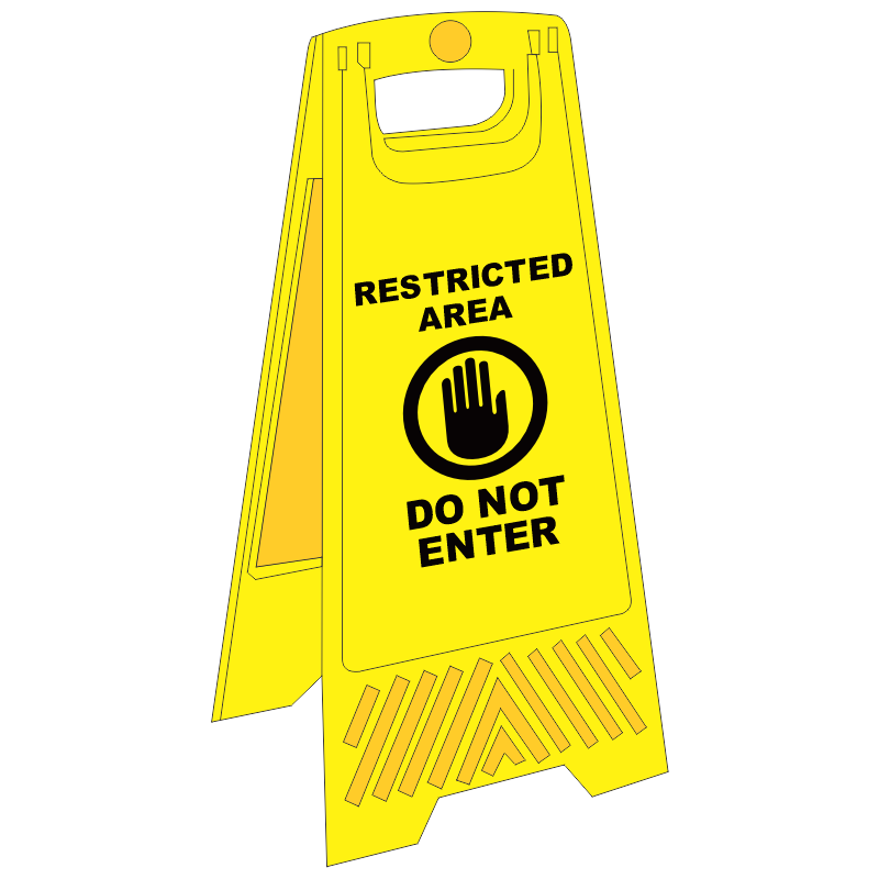 FS21 - Restricted area a-frame floor stand - yellow | Safety Signs ...