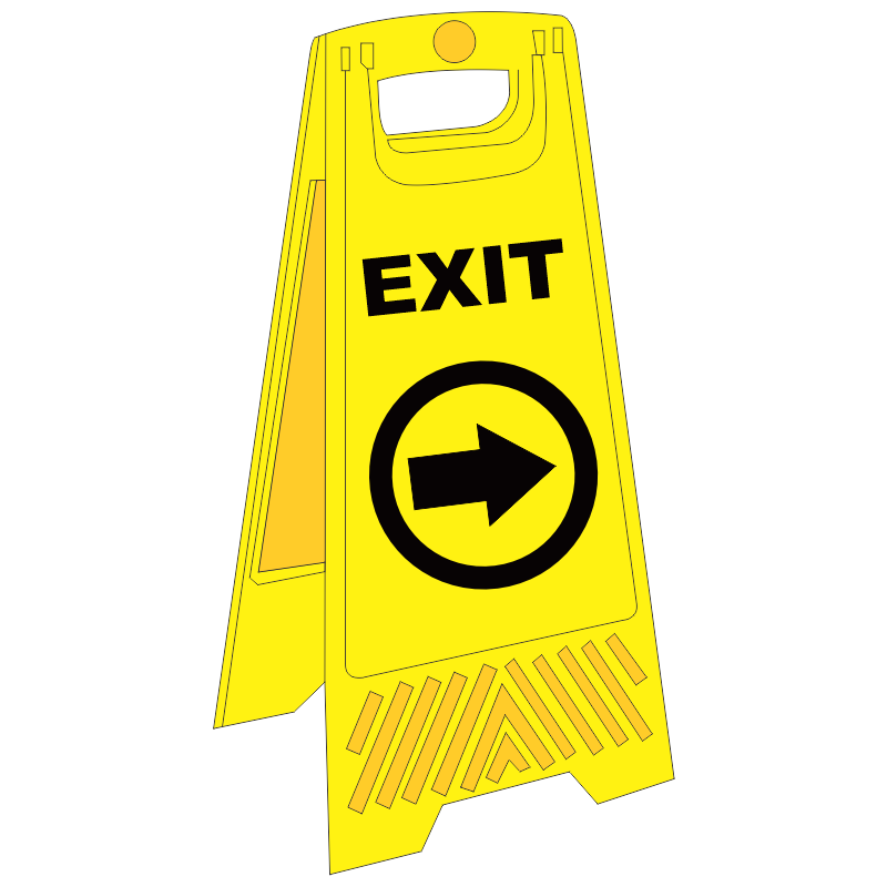 FS34 - Temporary exit right a-frame floor stand - yellow | Safety Signs ...