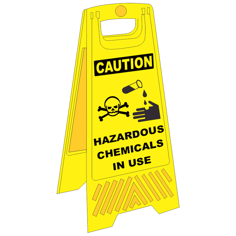 FS36 - Hazardous chemicals in use a-frame floor stand - yellow | Safety ...