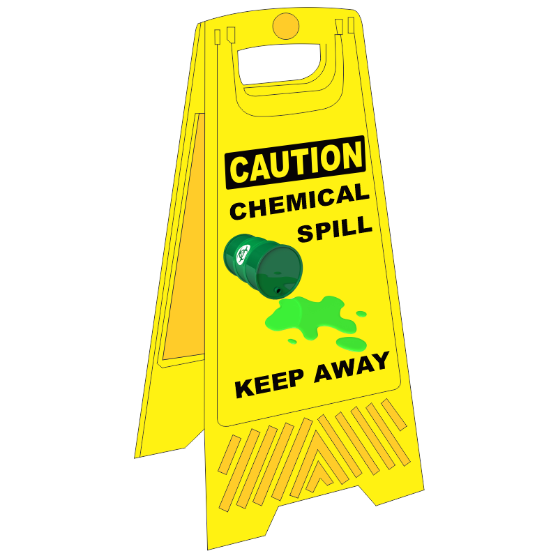 FS36 - Chemical spill a-frame floor stand - yellow | Safety Signs ...