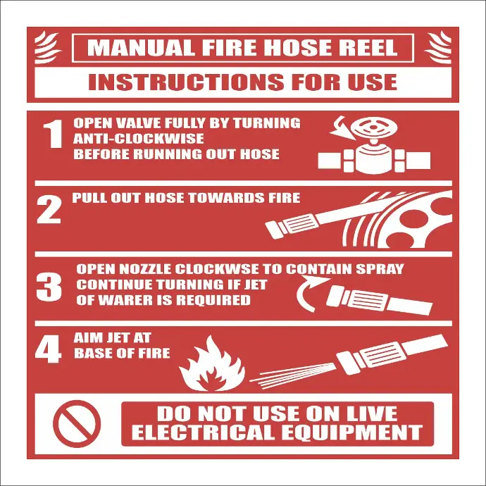Hose Reel Instruction Sign - FR52