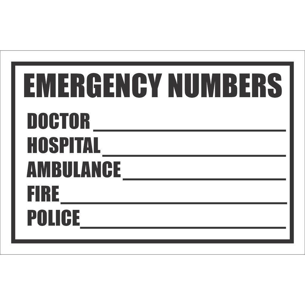 Emergency Numbers Sign - B12