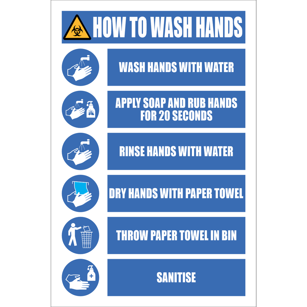 How to Wash Hands Sign - H30