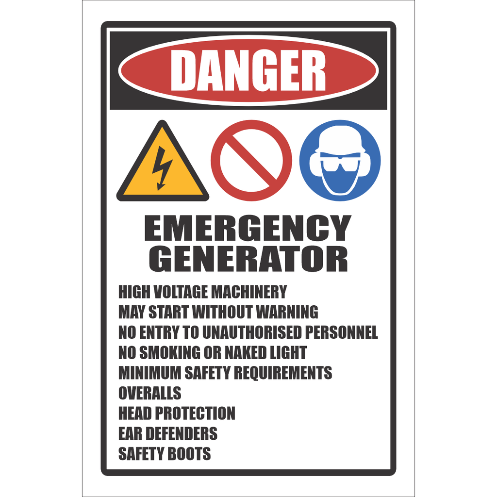 Danger Emergency Generator Sign - EL34