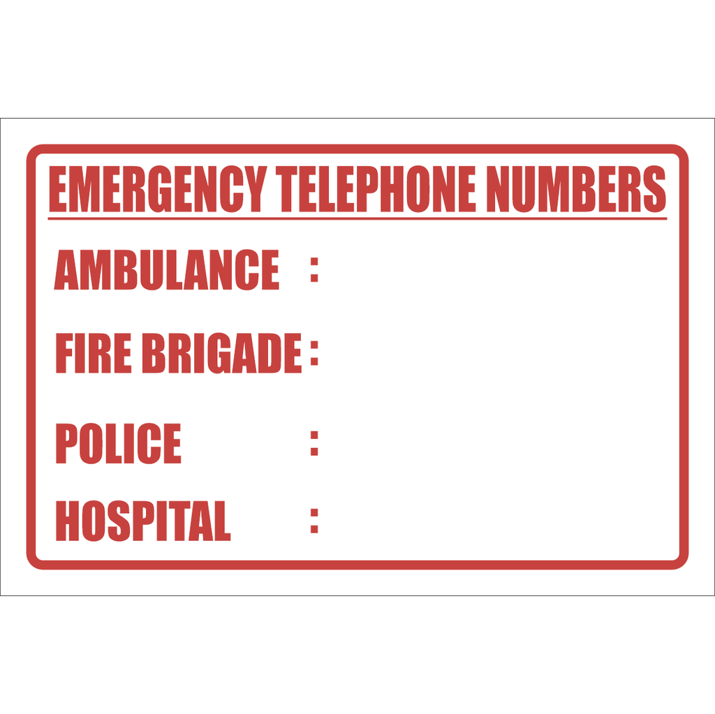 Emergency Numbers Sign - AS3