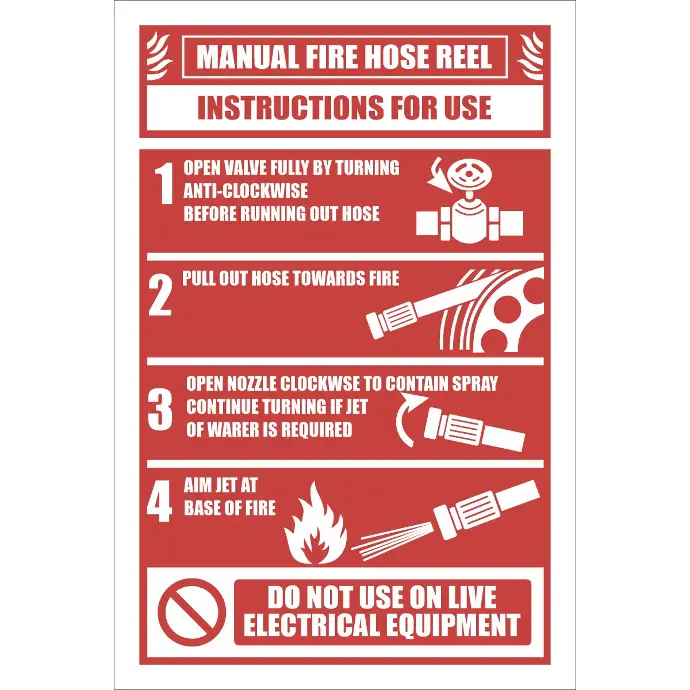 Hose Reel Instruction Sign - FR51