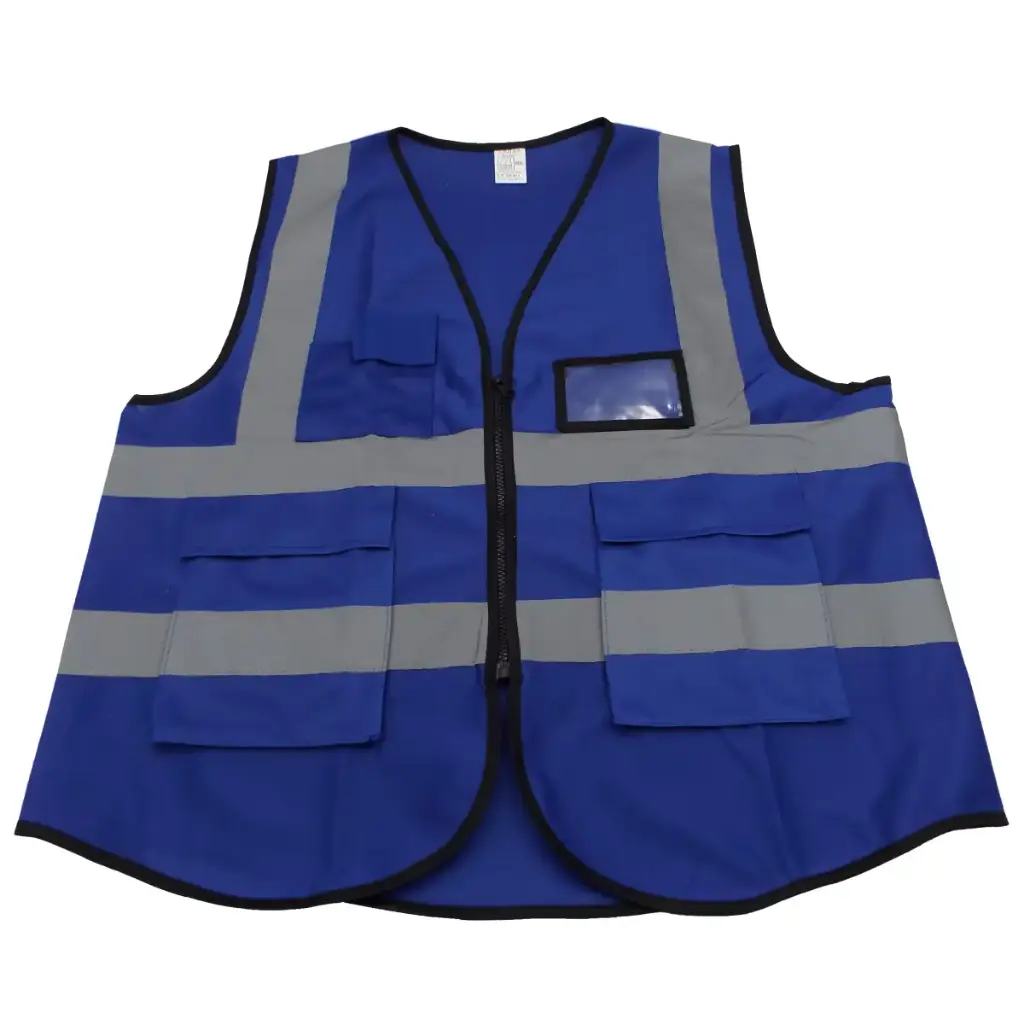 Blue Reflective Vest complete with Pockets and ID pouch.